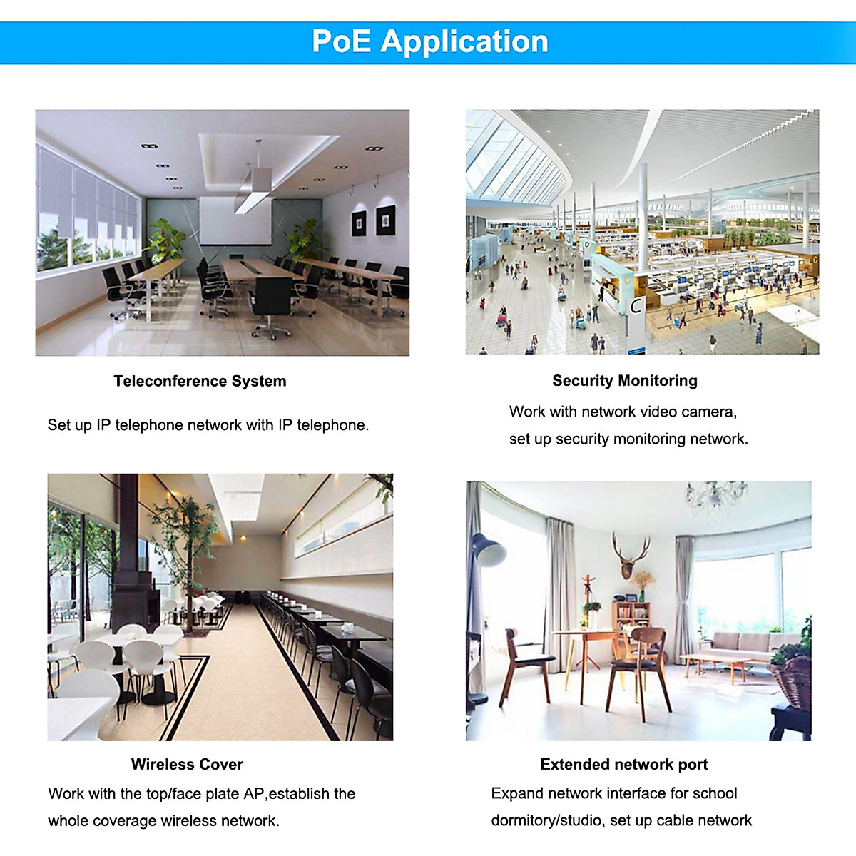 PoE Texas - 8 Port Passive Midspan Injector: Compatible with IEEE 802.3af Power Over Ethernet Devices including Phones Cameras Wifi Access Points and More - WS-POE-8-48v120w