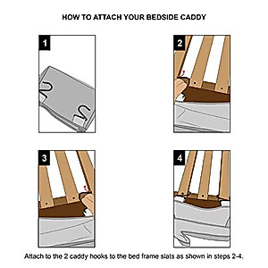Bedside Caddy, Bed Pocket Hanging Organizer, Bunk Bed Storage with Cup Holder for Platform Bed Frames, Personal Organizer, Dorm room and loft Bedframe Accessories