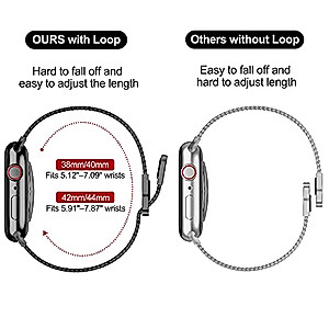 Geoumy Magnetic Band Compatible with Apple Watch 42mm 44mm 45mm 49mm, Stainless Steel Mesh Milanese Strap with Loop, Metal Wristband for iWatch SE Ultra Series 8 7 6 5 4 3 2 1 for Women Men, Black