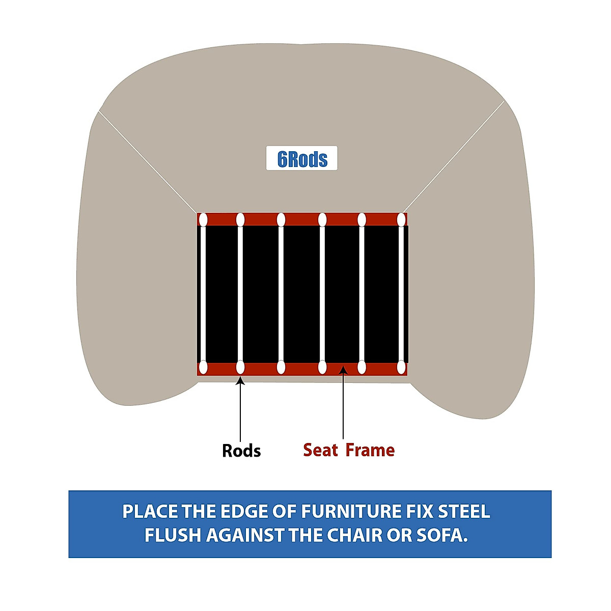 Product Trend Furniture Fix Steel for Chair, Sofa, Loveseat, Mattress, or Couch-Cushion Support, Supercomfortable Nonslip Adjustable Seat Support, Extend Furniture Life, (22 x 17) Inches Deep (Black)