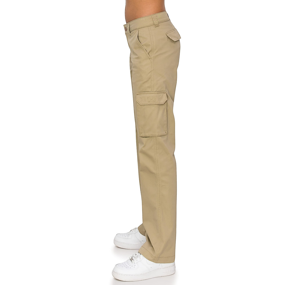 KHAKI & BLUE Women's Work Pants – Mid Rise Relaxed Fit Straight Leg Cargo Casual Trousers with Multi Pockets 79359JTW098CA Khaki 16