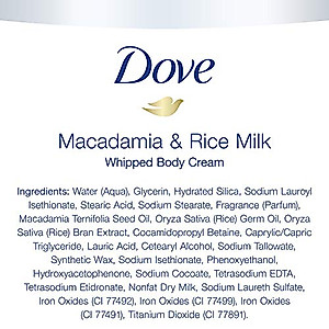 Dove Whipped Body Cream Dry Skin Moisturizer Macadamia and Rice Milk Nourishes Skin Deeply, 10 Ounce (Pack of 3)