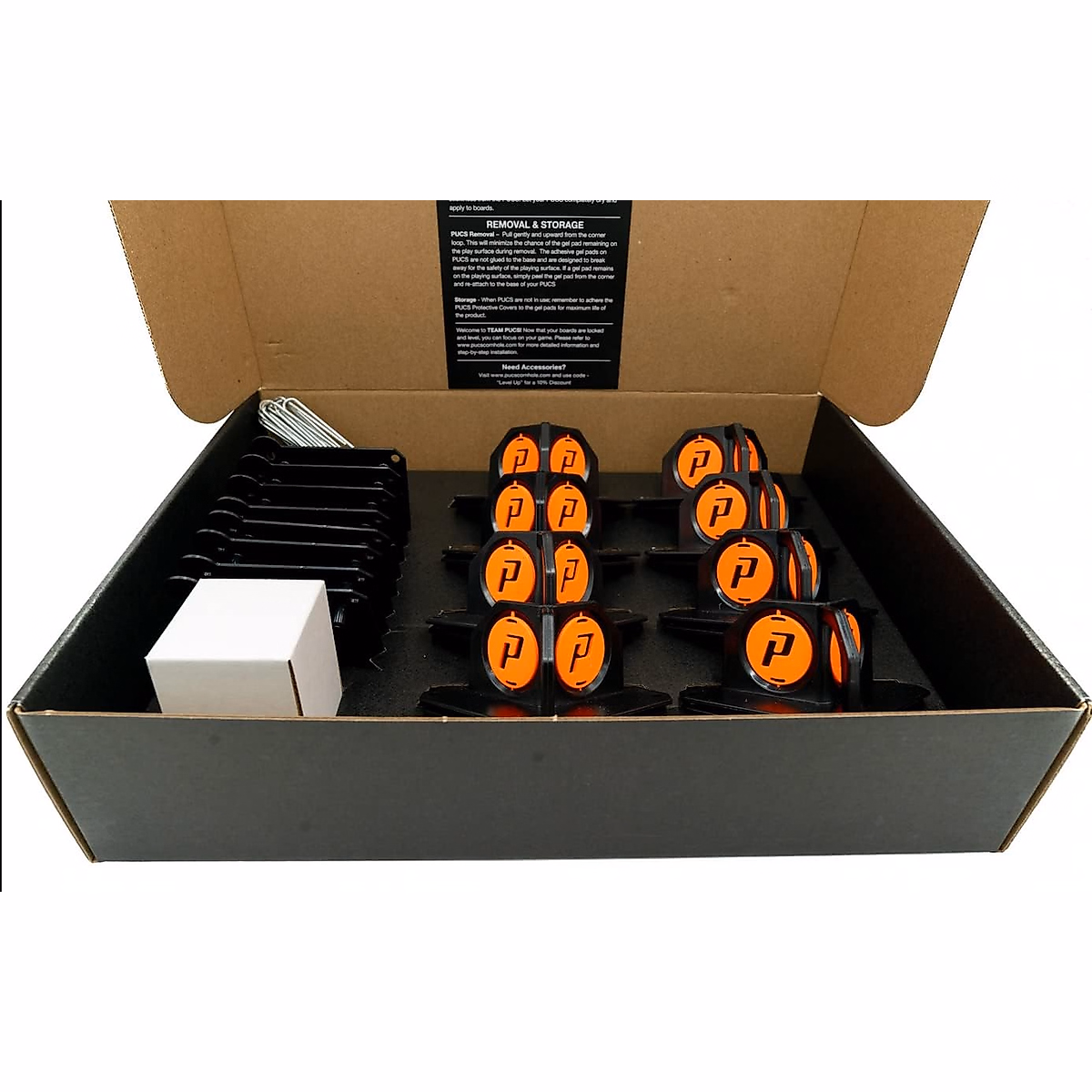 PUCS Elite Package - 3 in 1 Cornhole Board Stabilization System - Keeps Cornhole Boards in Place & Level - Safe & Suitable for Virtually Any Cornhole Game Playing Surface - Made in The USA