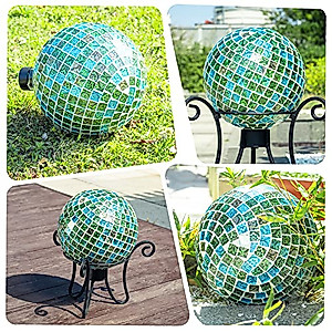 VCUTEKA Gazing Ball, Glass Mosaic Gazing Balls Sphere for Garden Lawn Outdoor Ornament Yard Decorative, Attracts Good Fortune, Red Mirrors, 10-Inch, Green