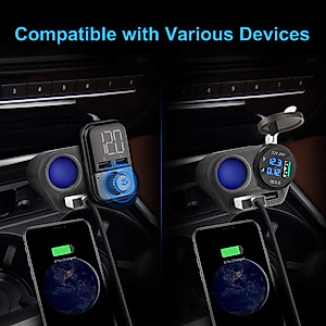 Rocketek Dual USB Quick Charge 3.0 Car Charger Adapter with Build-in 2 Way Car Splitter Adapter, 90W 12V/24V DC Outlet 2-Socket Car Cigarette Lighter for iPhone/ipad/Android Cell Phone, GPS, Car DVD