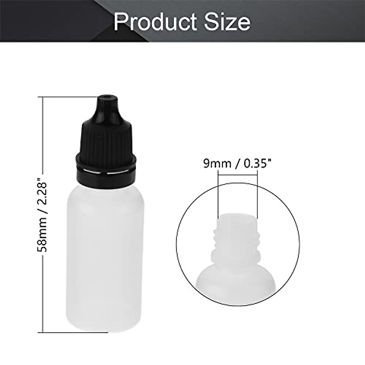 Othmro 0.5oz PE Lab Eye Plastic Dropper Bottles 20pcs, 15ml Squeezable Eye Liquid Dropper Thin Mouth Via of Liquid Sample Seal Storage Bottle with Childproof Black Cap