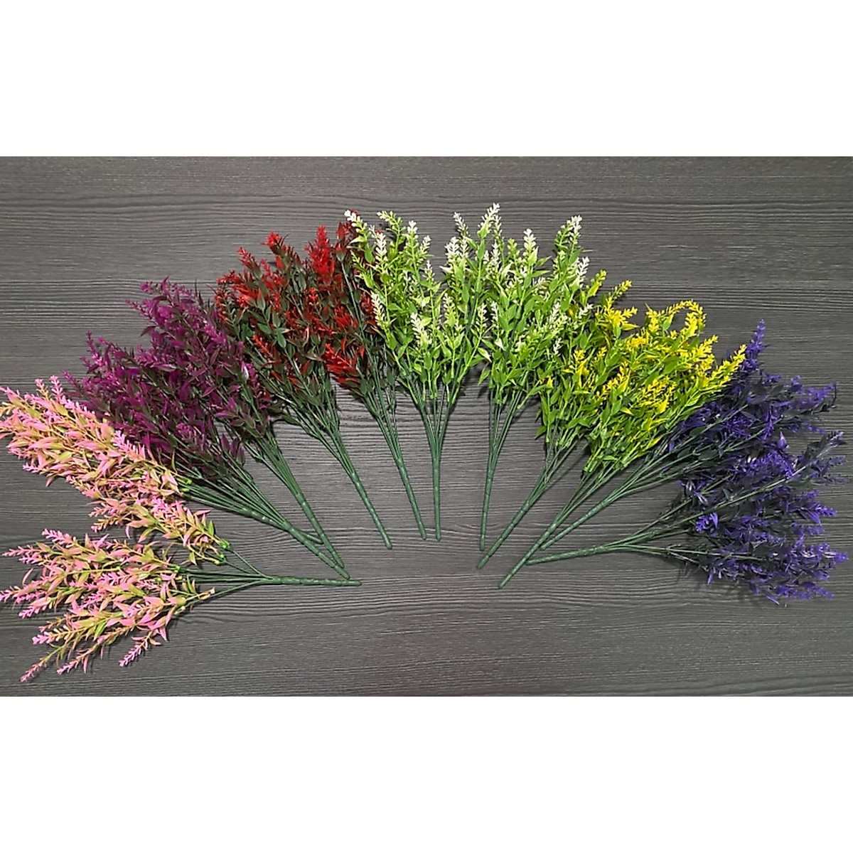 STYLIFING 12 Bundles Artificial Flowers, UV Resistant No Fade Fake Flowers Outdoor Faux Lavender Plastic Plants for Garden Porch Window Box Décor