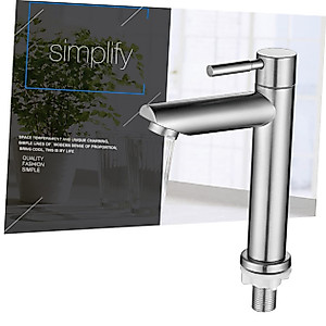 Housoutil 4pcs Stainless Steel Water Tap Kitchen Water Faucet Wall Mounted Bathroom Faucet Vessel Faucet Outdoor Water Faucet Kitchen Taps Bathtub Faucet Laundry Faucet Waterfall