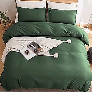 KINMEROOM Olive Green Duvet Cover Queen Size- Soft & Breathable Bedding Duvet Cover Set with Zipper Closure-1 Duvet Cover and 2 Pillow Shams(90 * 90",Olive Green)