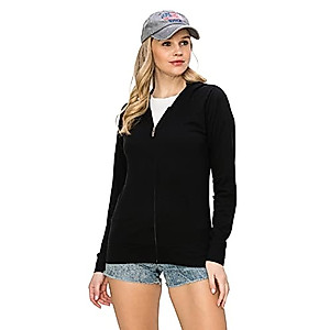 LALAPARKS Lightweight Cotton Zip-Up Hoodie Jacket - Comfy Casual Active Plain Everyday Wear - Black X-Large