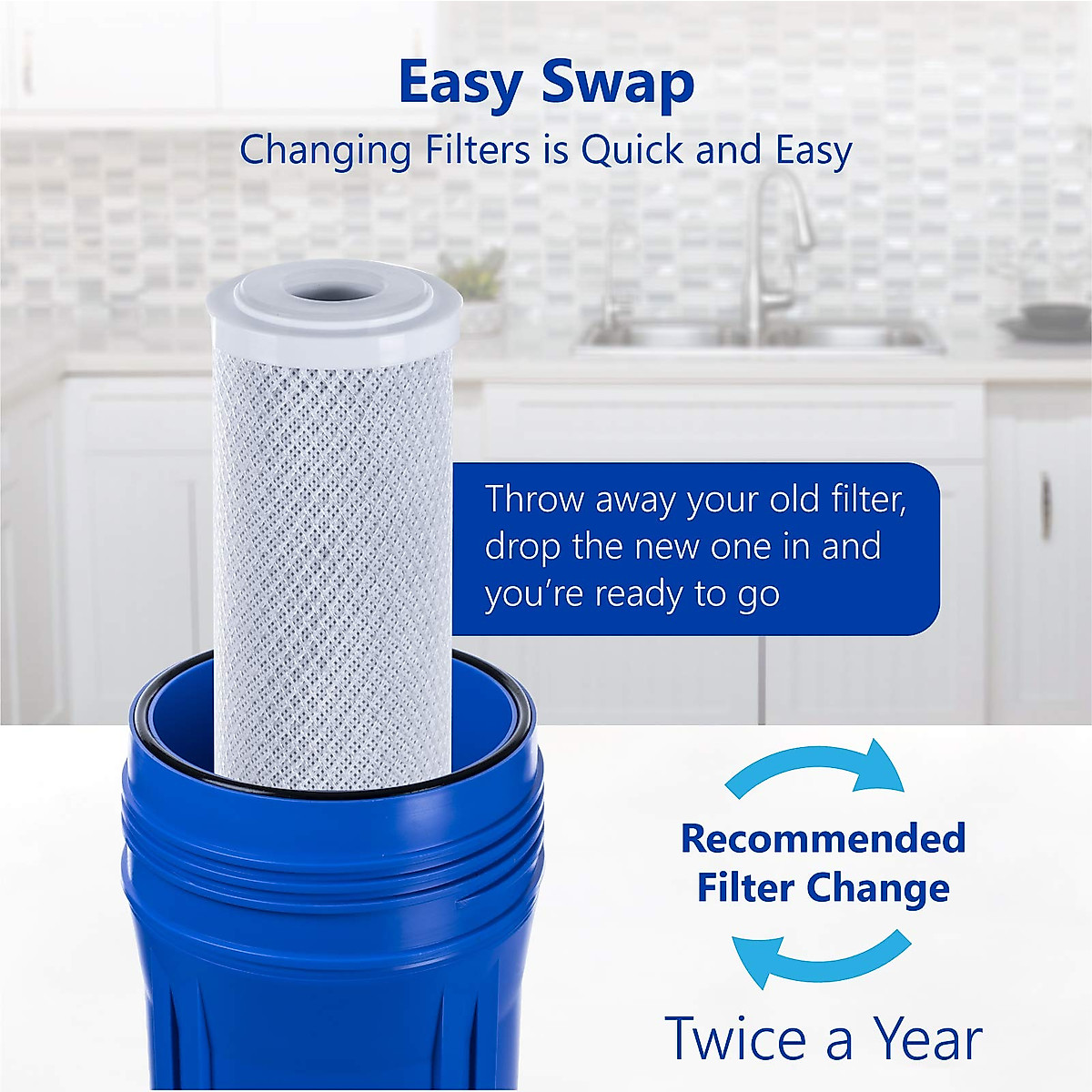 Express Water – 10 Pack Water Filter Activated Carbon Block Replacement Filter – ACB Large Capacity Water Filter – Whole House Filtration – 5 Micron Water Filter – 2.5” x 20” inch