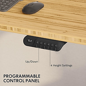 FLEXISPOT Pro Bamboo 3 Stages Dual Motor 55x28 Inch Electric Height Adjustable Standing Desk Whole-Piece Board Desk Sit Stand Up Desk (Black Frame + Bamboo Desktop)