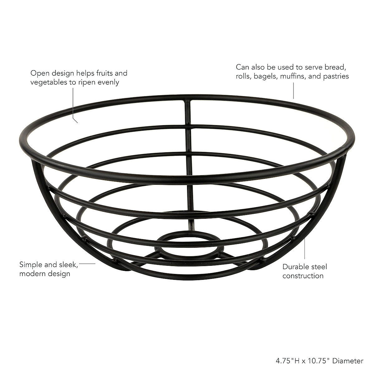 Spectrum Diversified Euro Fruit Bowl for Table Display and Organization of Fruit Vegetables Produce and More