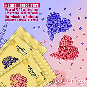 Waxing Kit for Women Men, Bouvetan Dual LED Wax Machine for Hair Removal with 14oz Hard Wax Beads, Waxing Pot for Face Eyebrow Armpit Chest Legs Brazilian, At Home Hard Wax Warmer Kit for Hair Removal with 20 Wax Sticks