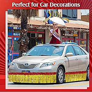 Crowye 10 Pcs Graduation Parade Float Decorations, Include Foil Fringe Garland Set of 4 and Metallic Twist Garland Set of 6, Car Decorations for Congrats Grad (Bright Gold and Red)