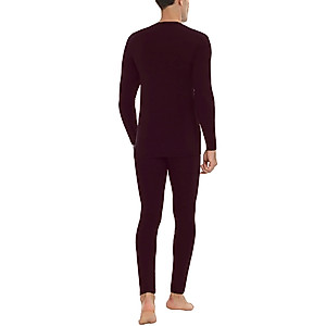 Daupanzees Mens Thermal Underwear Set Microfiber Soft Fleece Lined Long Johns Winter Warm Base Layer Top & Bottom Wine Red