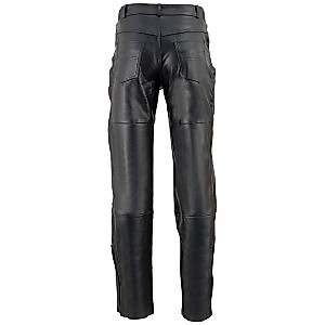 Milwaukee Leather SH1150 Men's Black Leather Motorcycle Over Pants with Jean Style Pockets - 42