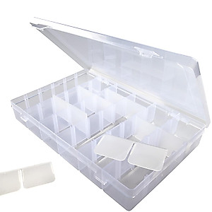 Craft County Embroidery Floss and Thread Organizer Box – 17 Compartments – Clear White Plastic – Empty (Organizer)