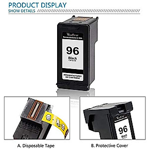 Valuetoner Remanufactured Ink Cartridge Replacement for HP 96 C9348FN C8767WN (2 Black) 2 Pack