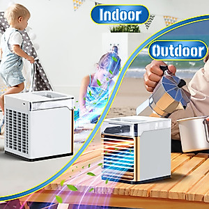 Ittoir Portable Air Conditioners, Cooling Fan Air Conditioner, Mini Air Conditioner with 3 Wind Speed & 2 Mist Level, Evaporative Air Cooler, Air Conditioner Portable for Bedroom Office Home, Gold