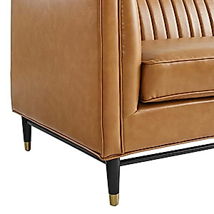 Modway Devote Channel Tufted Vegan Leather, Loveseat, Tan