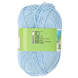 Jeanoko Popular Medium-Fine Bamboo Charcoal Line Cotton Woven Sweater Scarf Yarn with a Crochet for Knitting Crocheted Work(Sky Blue) Yarn