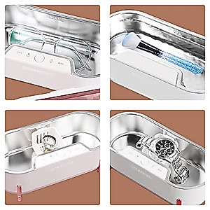 NAVOROGE Ultrasonic Cleaner Machine, 40KHZ Portable Sonic Jewelry Cleaner for Rings,Watches,Glasses,Jewelry,Diamonds,Coins, Dentures,Ultrasonic Cleaner Machine with Basket(500ML)