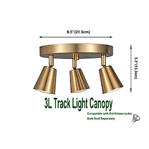 CRAFTRONOS 3 Light Track Lighting Kit, Matt Brass Finish Canopy with Moden Flush Mount Ceiling Spotlight for Kitchen,Dining,Living Room,Home Improvement
