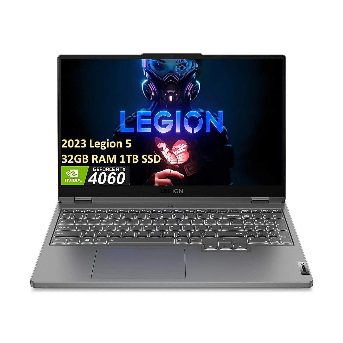 2024 Lenovo Legion 5 Gaming Laptop (15.6" 2K QHD 165Hz, AMD Ryzen 7 7735HS, 32GB DDR5 RAM, 1TB SSD, RTX 4060 8GB, 8-Core (Beat i7-12700H)) Backlit, Ethernet, Wi-Fi 6, Win 11 Home, Storm Grey