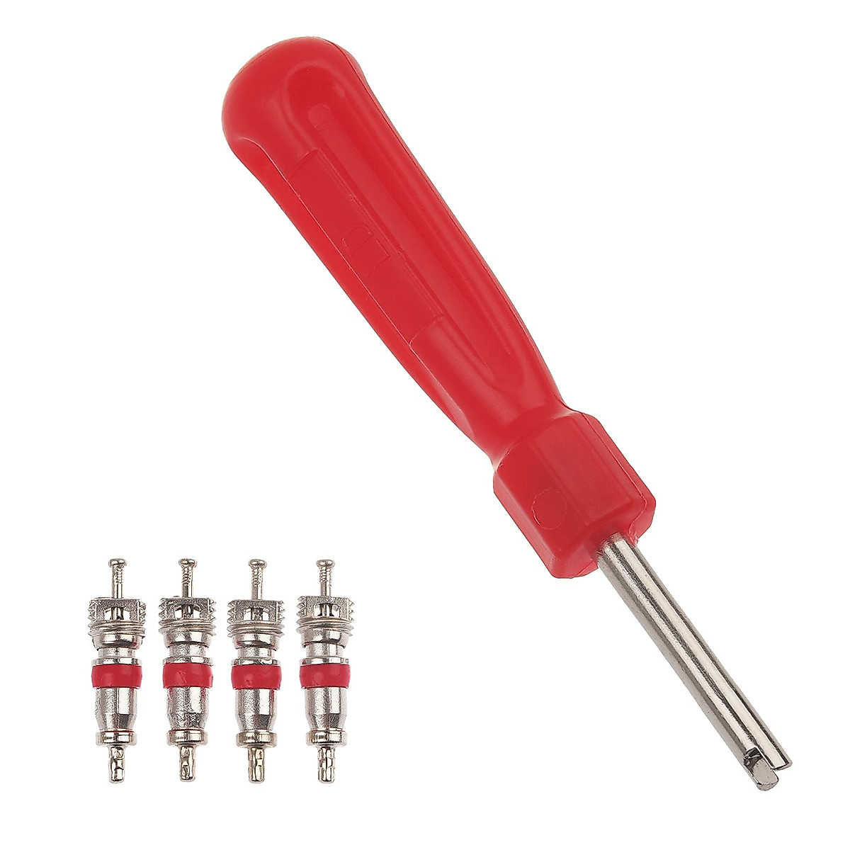 A.I.FORCE 4Pcs 1/8" NPT Brass Schrader Tank Fill Valve with Anti-Corrosion Cap & Replacement Valve Stems