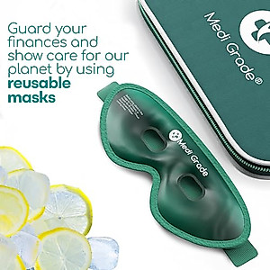 Medi Grade Cooling Eye Mask for Puffy Eyes, Allergies, Sinuses - Reusable Gel Eye Mask and Cooling Eye Pads with Thermo-Bag for Dark Circles, Hangovers and Migraine Relief - Cold Eye Mask