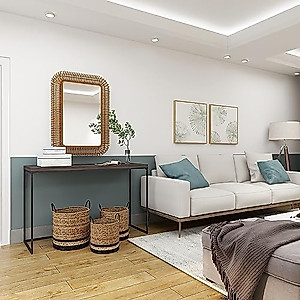 Deco 79 Seagrass Round Storage Basket with Handles, Set of 3 18", 17", 14"H, Black