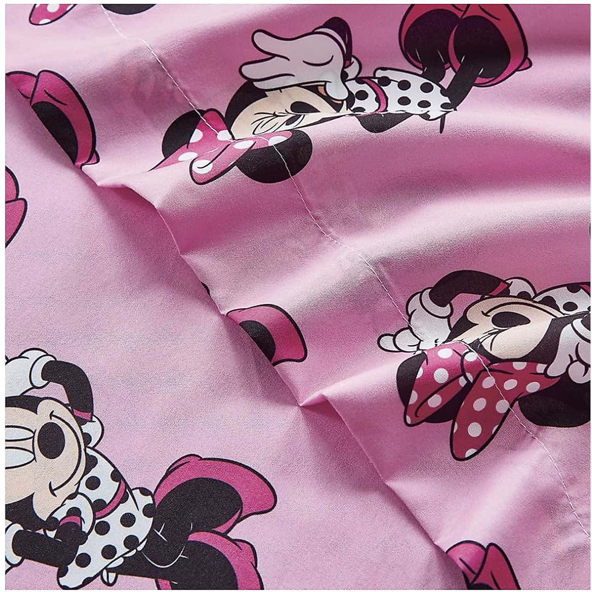 Jay Franco Twin Size Sheet Set 3 Pieces Kids Set (Minnie Mouse), Pink, Black, JF14545