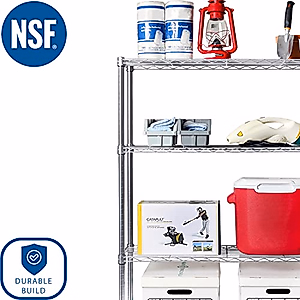 Seville Classics Solid Steel Wire Shelving Storage Unit Adjustable Shelves Organizer Rack, for Home, Kitchen, Office, Garage, Bedroom, Closet, Steel, 4-Tier, 36" W x 14" D