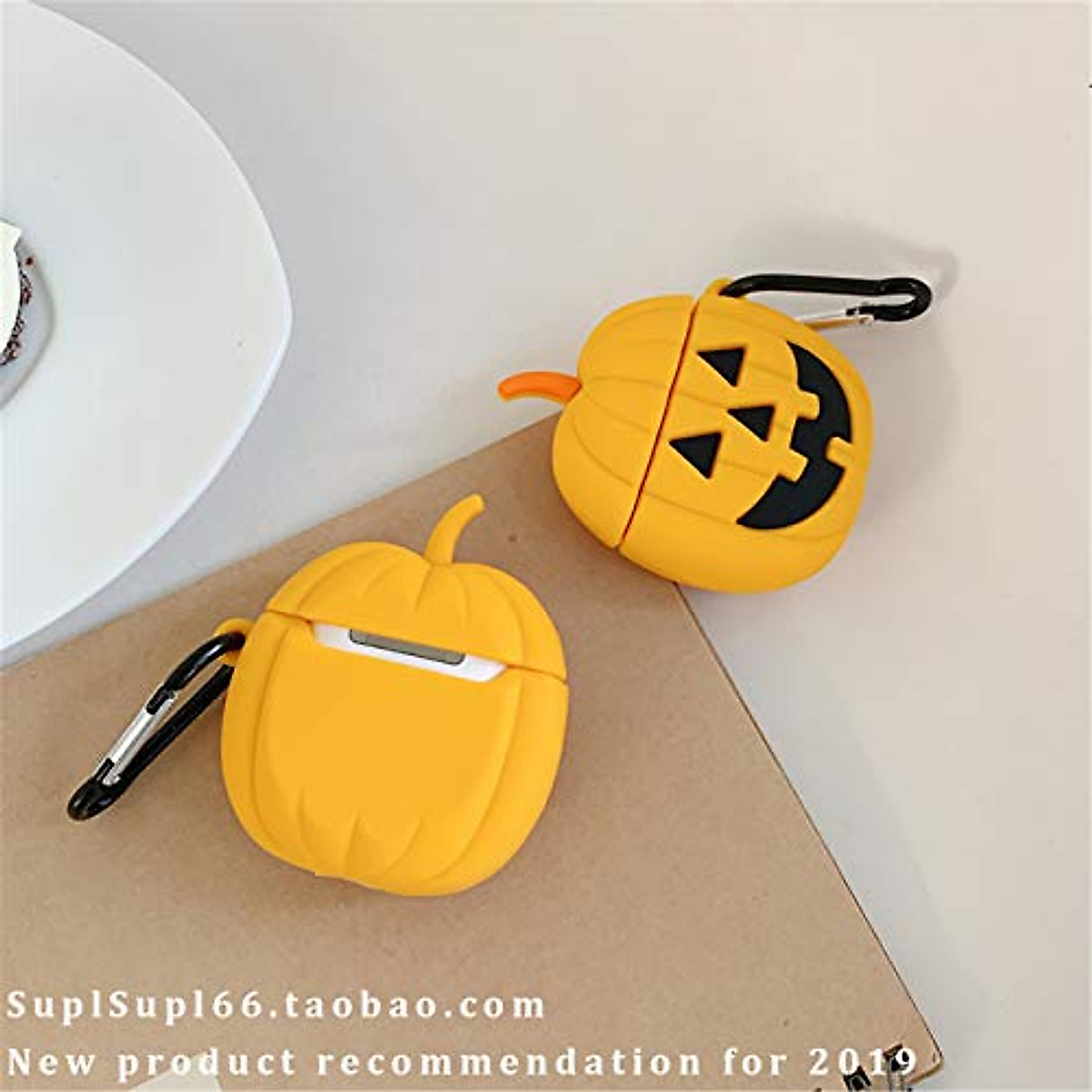 Jowhep Case for AirPod Pro 2019/Pro 2 Gen 2022 Cartoon Cute Silicone Cover with Keychain Funny Food Shockproof Soft Protective Skin for Air Pods Pro Girls Kids Shell Fun Cases for AirPods Pro Pumpkin