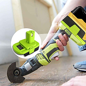 URUN DM18RL Battery Adapter for Dewalt 20V to Replace for Ryobi P108 P109 Battery, for Milwaukee M18 18V Battery Convert for Ryobi 18V Power Tools with USB Port-Green (No Battery)