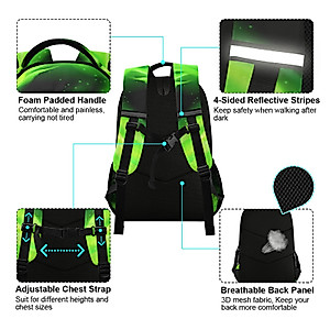 Green Fire Dragon Backpack Schoolbag for Boys Girls Elementary School Bookbag Travel Bag Casual Daypack Rucksack for Students