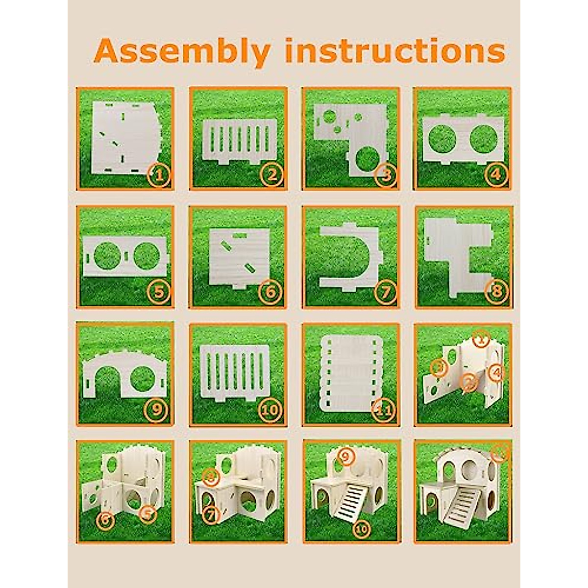 Sirvarni Hamster Hideout Cage Accessories - Hamster House and Habitat Wooden Hide Hut with Climbing Ladder and Platform for Dwarf Gerbils and Mouse Mice Rat Other Small Animals etc.