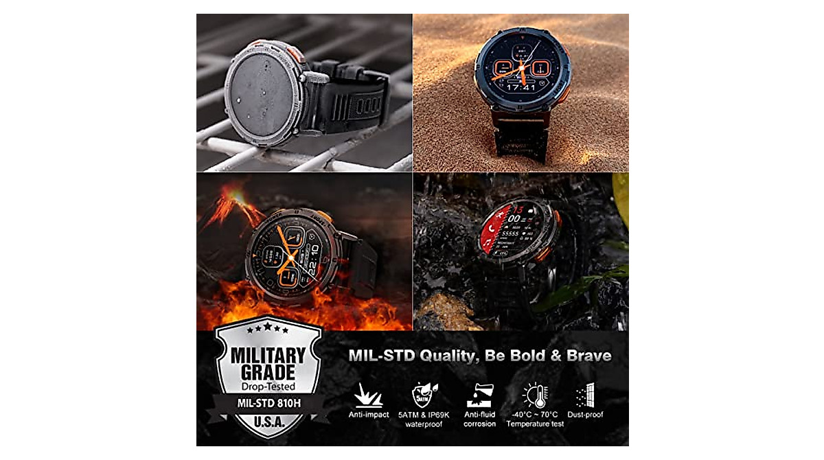 AMAZTIM Smart Watch: 60 Days Battery, Military Grip