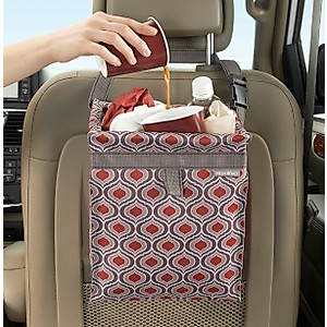 High Road TrashStash Hanging Car Trash Can and Garbage Bag with Push-Close Cover and Waterproof Bin for Cars, SUVs and Trucks (Sahara, 3 Gallon)