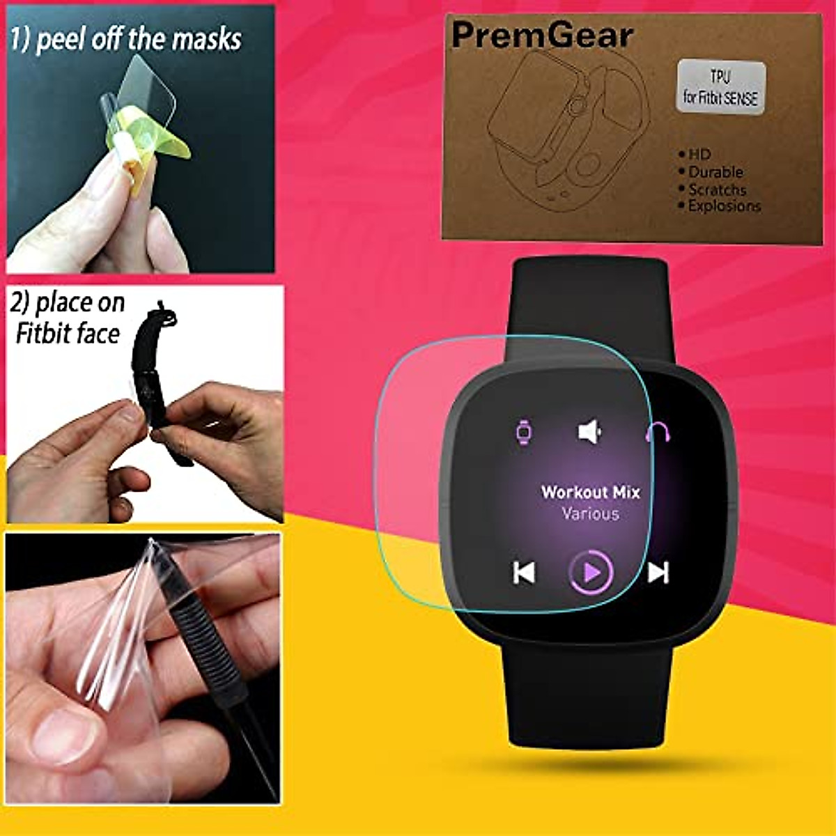 Fitbit Sense Advanced Smartwatch (Sage Grey) with Small & Large Bands, Bundle with 3.3foot Charge Cable, Wall Adapter, Screen Protectors & PremGear Cloth Compatible