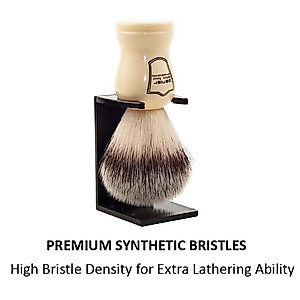 Parker, Synthetic Shaving Brush with Faux Cream Handle - Stand Included