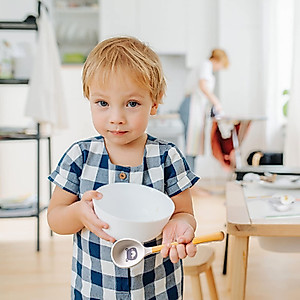 Shopwithgreen 5 PCS Bamboo Adult Utensils Spoons Set, Children Spoons Flatware Cutlery Set, BPA Free | Dishwasher Safe, Child and Kids Feeding for Dinner, Dessert