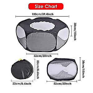 PIXRIY Small Animals Cage Tent, Pet Playpen with Top Opening Foldable Breathable Yark Fence for Guinea Pig, Rabbits, Hamster, Chinchillas and Hedgehogs (Black)
