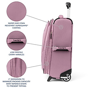 Travelpro Maxlite 5 Softside Expandable Upright 2 Wheel Carry on Luggage, Lightweight Suitcase, Men and Women, Orchid Pink Purple, Carry On 20-Inch
