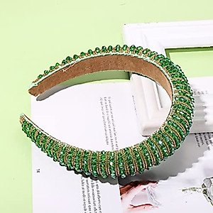 NVENF St.Patrick's Day Headband, Lucky Green Crystal Rhinestone Headbands for Women Wide Bejewelled Headband St.Patrick's Day Hair Accessory Party Favors Gifts (Green)