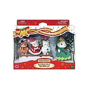 Calico Critters Happy Christmas Friends, Limited Edition Seasonal Holiday Set with 4 Collectible Doll Figures and Accessories