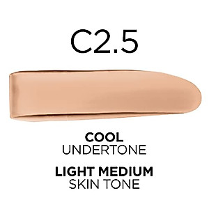 L'Oreal Paris True Match Super-Blendable Foundation, Medium Coverage Liquid Foundation Makeup, C2.5, Light Medium, 1 Fl Oz