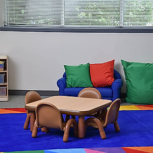 Angeles Baseline Toddler Square Table and Chairs Set, Natural Wood – Includes One 30”, 12” High Square Table and Four 5” High Chairs – Durable, Lightweight, Easy to Move