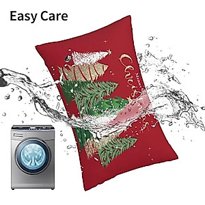 AELUTYSH Red Christmas Pillow Covers 12x20 Inch Set of 2, Christmas Tree Gold Star Decorative Throw Pillows Winter Pillow Case Holiday Christmas Decor Lumbar Cushion Cover for Home Sofa Couch